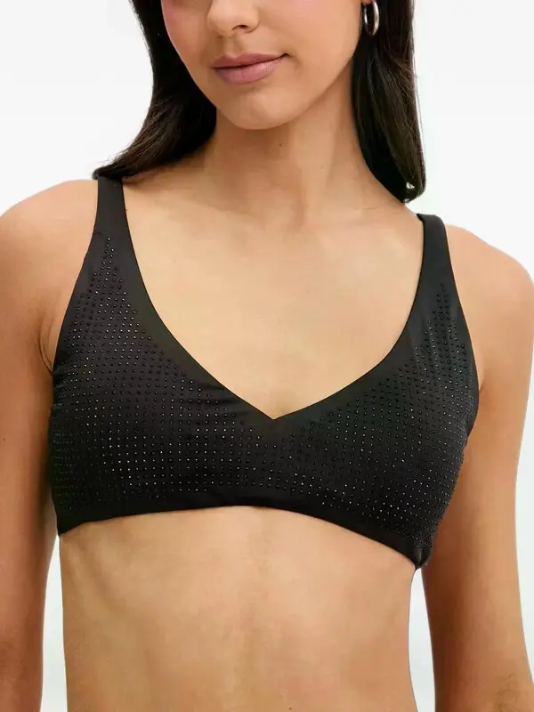 Michael Kors Stud-embellished V-neck Bikini Top - Black