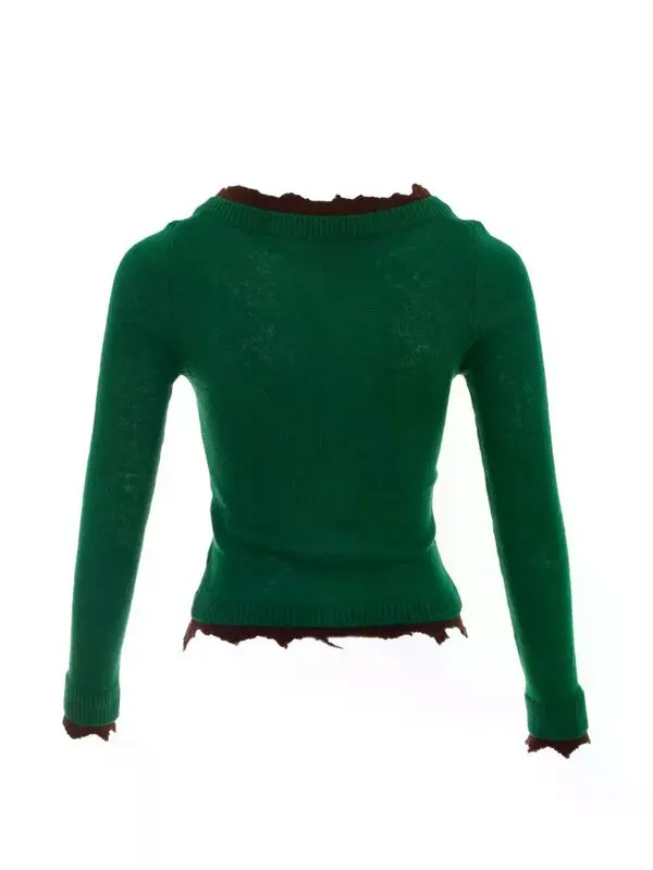 SHUSHU/TONG Contrast-trim Raw-edge Cardigan