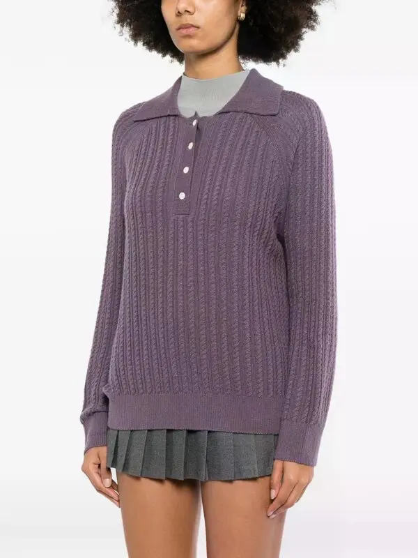 CUDDLEUP Ribbed-knit Polo Top
