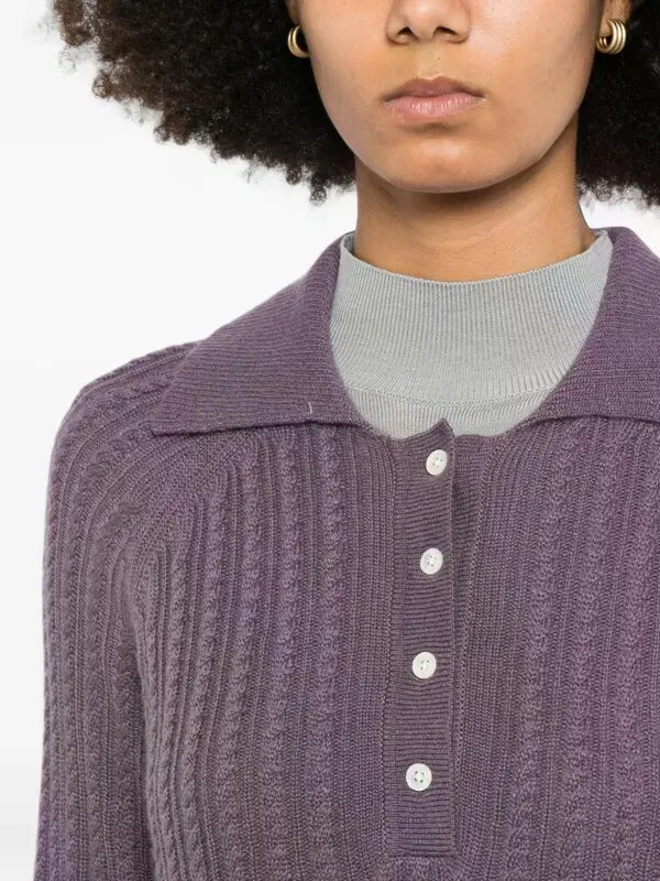 CUDDLEUP Ribbed-knit Polo Top