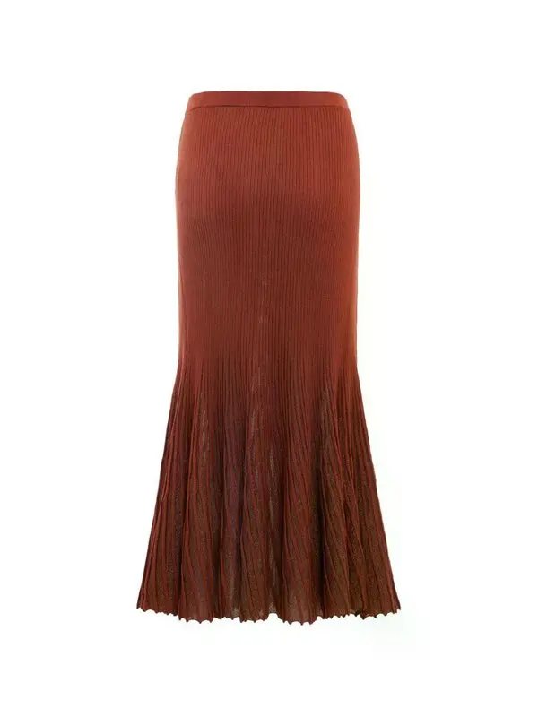 Ulla Johnson Vera Ribbed-knit Pleated Midi Skirt - Orange
