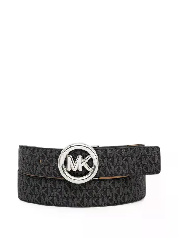 Michael Kors Monogram-print Logo-buckle Belt - Black