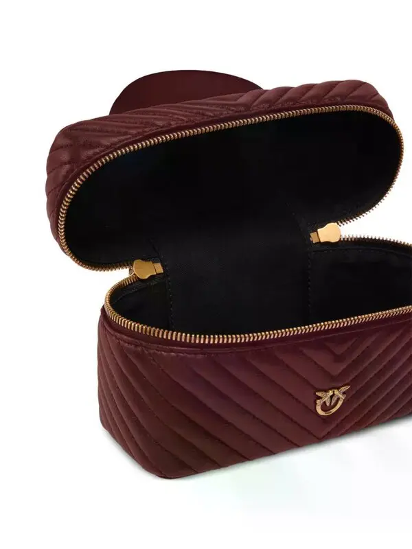 Pinko Small Beauty Case With Shoulder Strap Chevron Nappa
