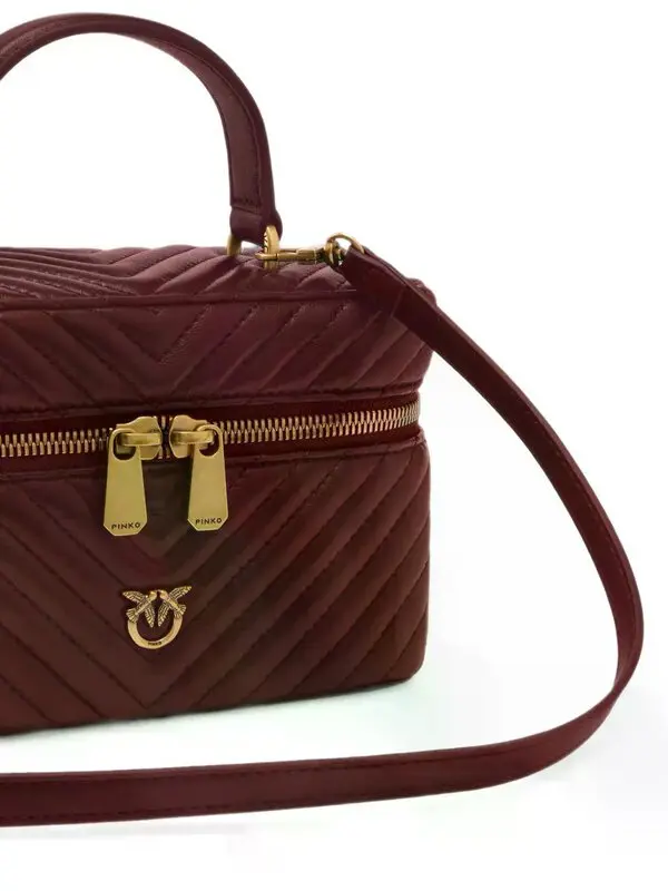 Pinko Small Beauty Case With Shoulder Strap Chevron Nappa