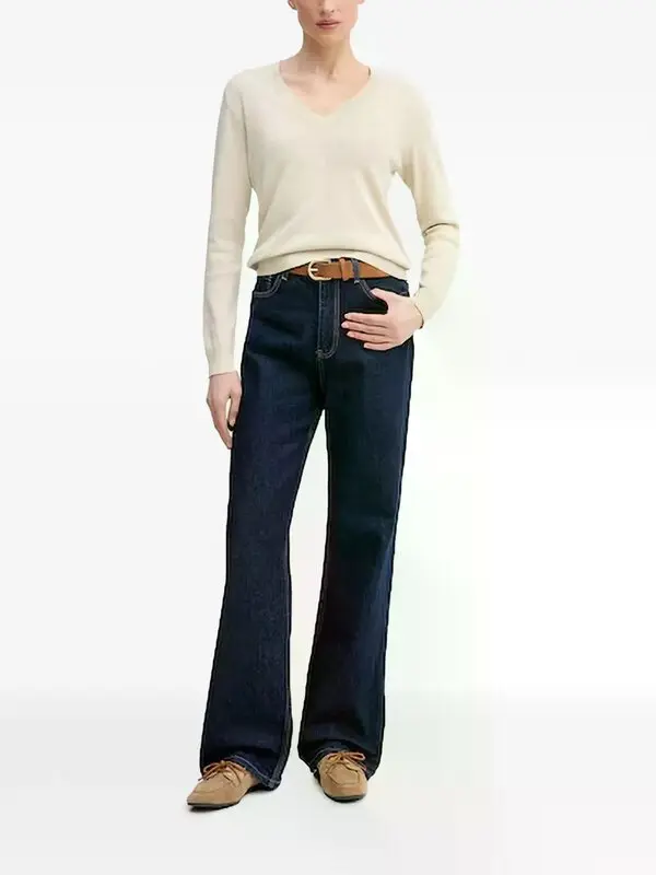 BENETTON V-neck Jumper With Ribbed Detailing