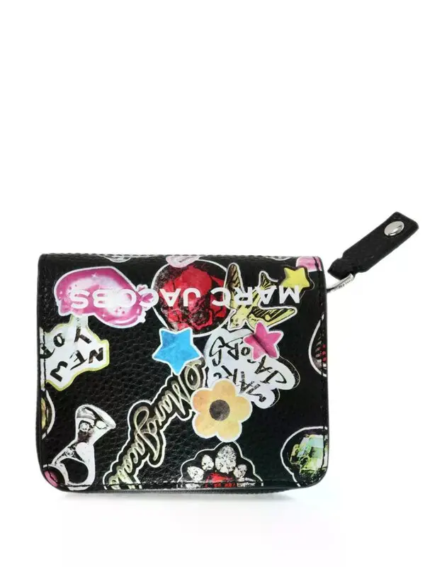Marc Jacobs Sticker-print Leather Wallet - Black