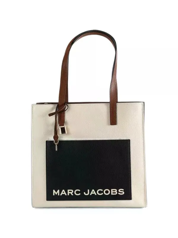 Marc Jacobs Logo-print Leather Tote Bag - Neutrals