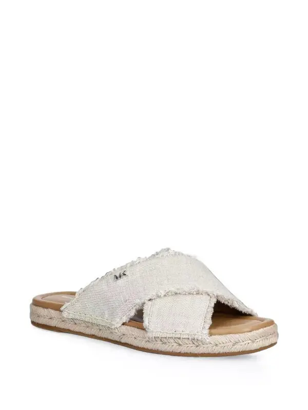 Michael Kors Frayed Crossover-strap Sandals - Neutrals