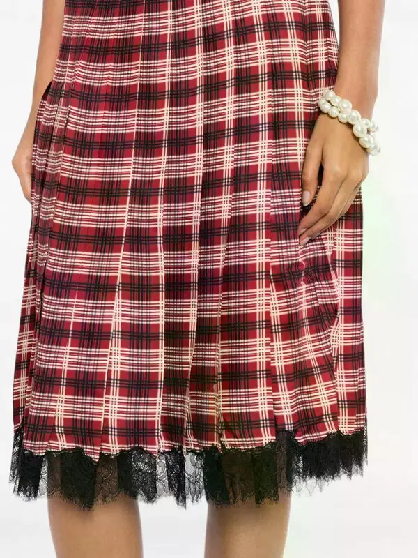 SELF-PORTRAIT Pleated Lace-trim Skirt