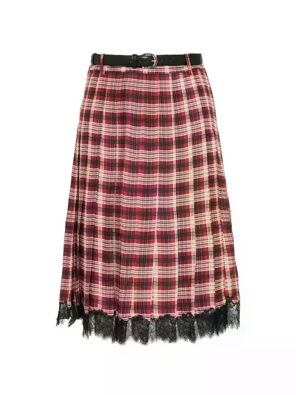 SELF-PORTRAIT Pleated Lace-trim Skirt