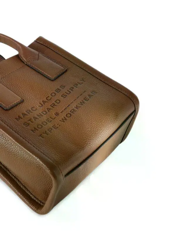 Marc Jacobs Logo-embossed Grained Leather Tote Bag - Brown