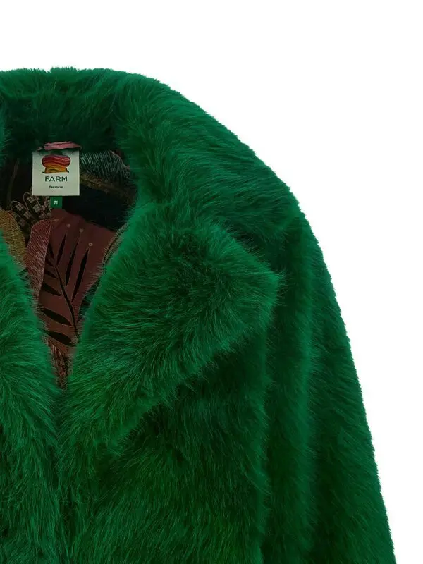 Farm Rio Faux-fur Graphic-patch Coat