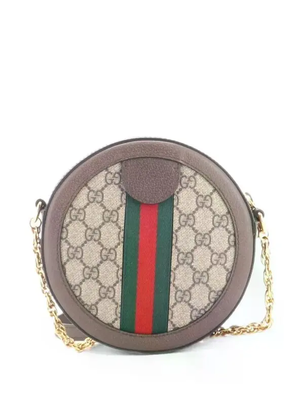 Gucci Ophidia Round Shoulder Bag Gg Coated Canvas Mini Crossbody Bag