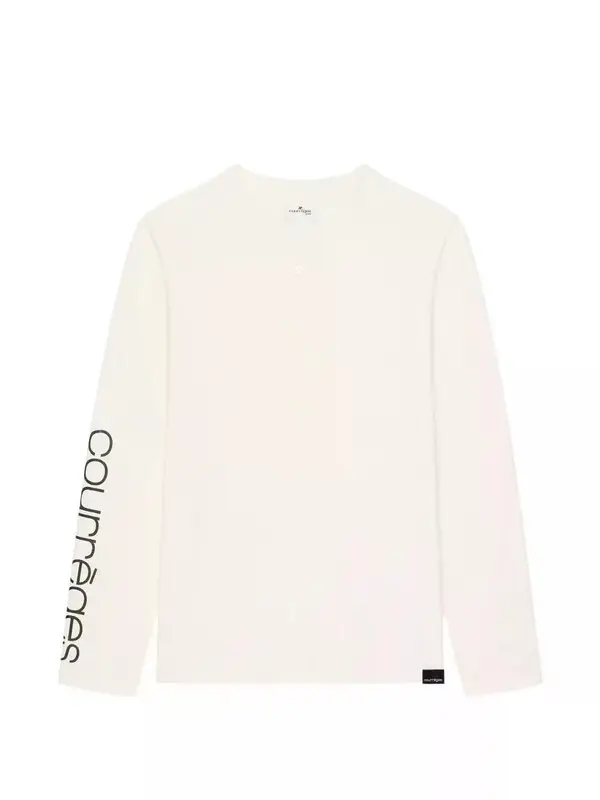 COURREGES Logo-print Long-sleeve T-shirt - Neutrals