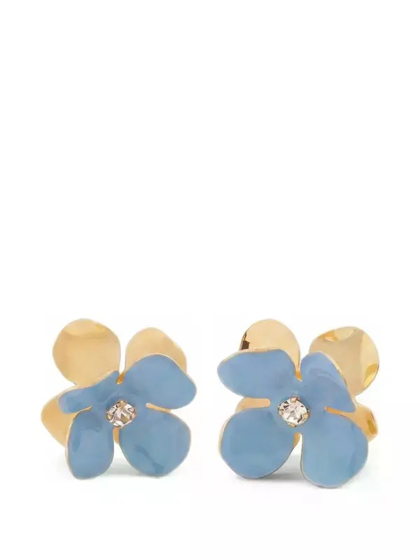 Marni Blue Enamel Daisy Stud Earrings - Gold