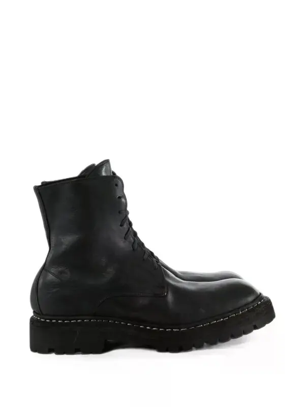 Guidi Lace-up Leather Combat Boots - Black
