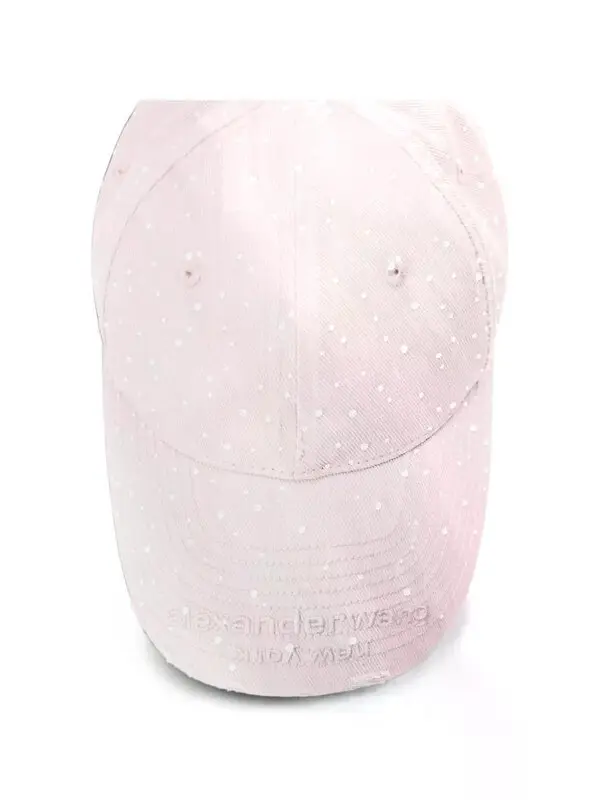 Alexander Wang Crystal Hotfix Distressed Baseball Cap