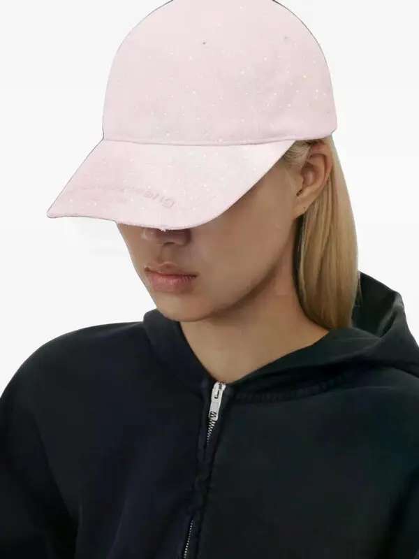 Alexander Wang Crystal Hotfix Distressed Baseball Cap - Pink