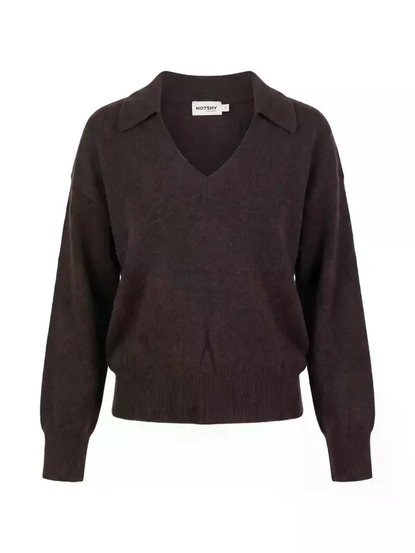 NOTSHY Palmer Cashmere Polo-collar Sweater - Brown