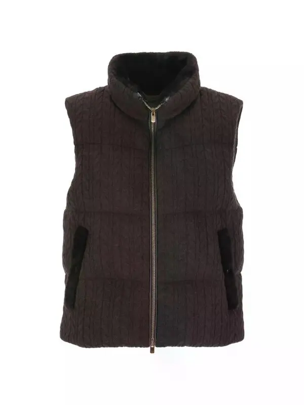 Agnona Cable-knit Padded Jacket - Brown