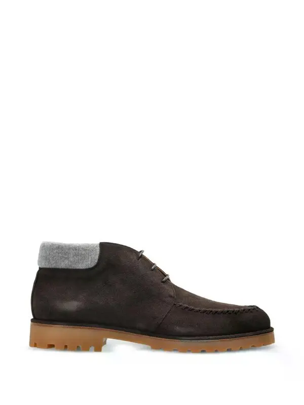 Eleventy Suede Lace-up Ankle Boots - Brown