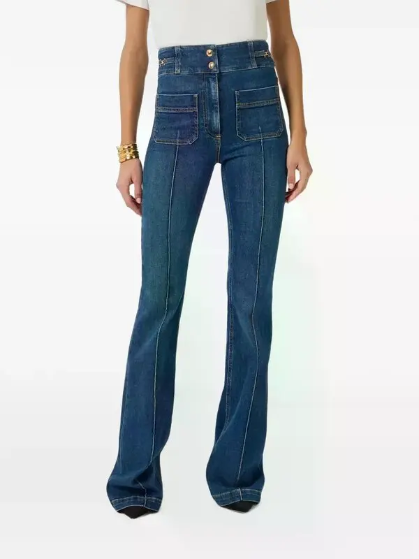 Elisabetta Franchi Boot-cut Jeans With Logo Details