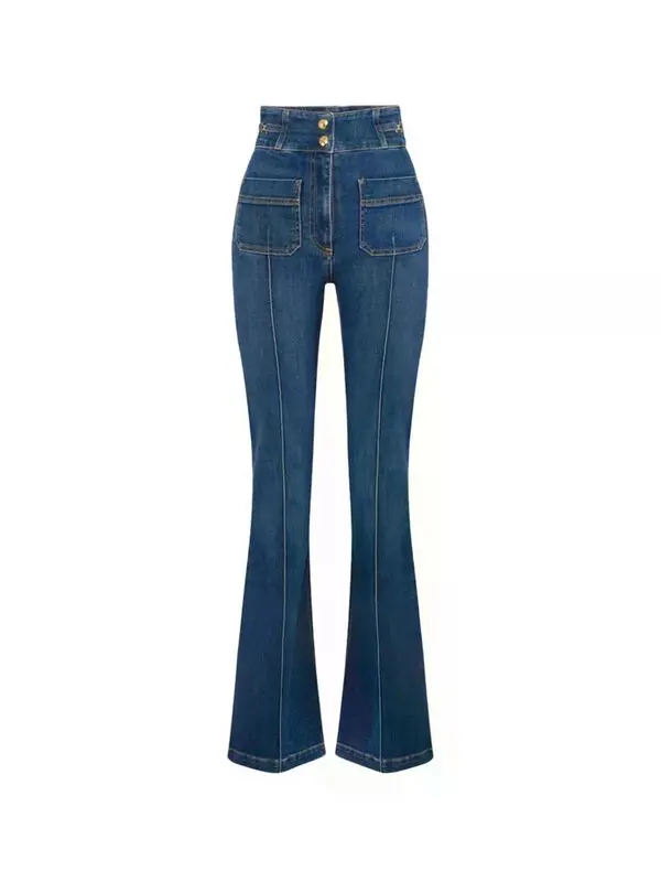Elisabetta Franchi Boot-cut Jeans With Logo Detail - Blue