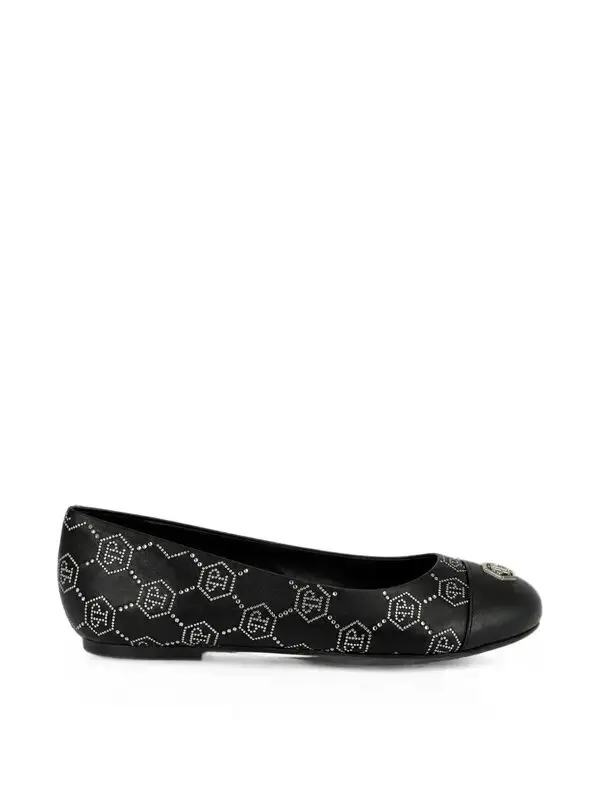 Philipp Plein Nappa-leather Ballerina Flats Monogram Strass - Black