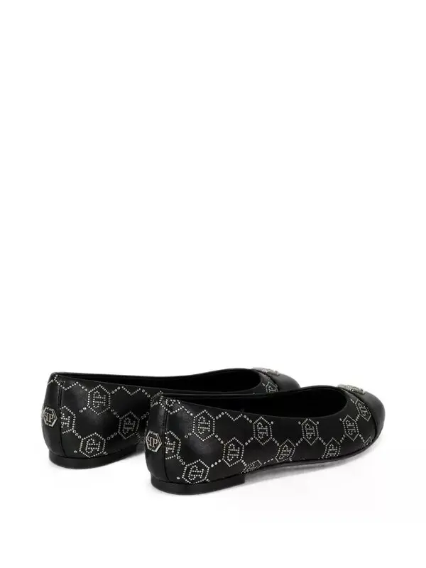 Philipp Plein Nappa Leather Ballerina Flats With Monogram Rhinestones