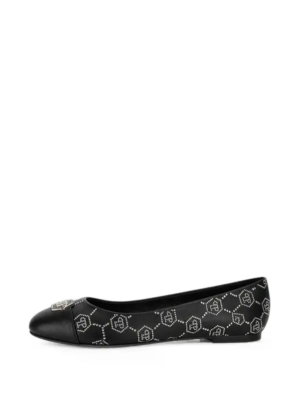 Philipp Plein Nappa Leather Ballerina Flats With Monogram Rhinestones