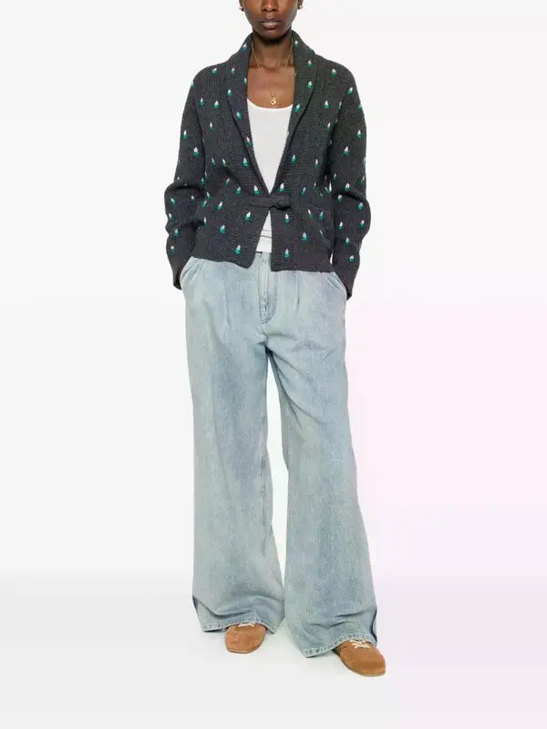 FORTE_FORTE Floral-embroidered Cardigan - Grey