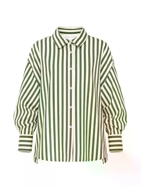 Carolina Herrera Clara Striped Balloon-sleeve Shirt - Green
