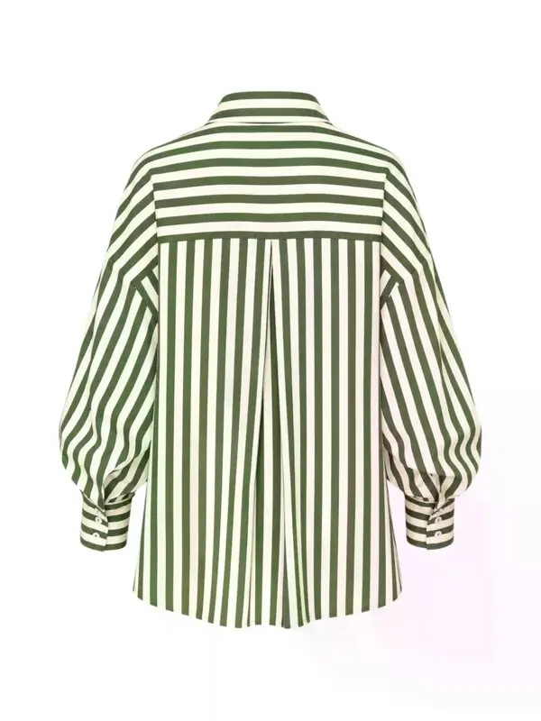 Carolina Herrera Clara Striped Balloon-sleeve Shirt