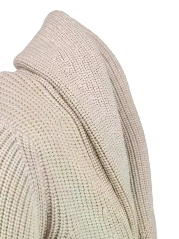 DRUMOHR Shawl Collar Chunky Knit Cardigan - Neutrals