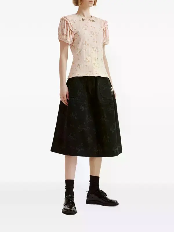 Simone Rocha Bow-print Midi Skirt - Black
