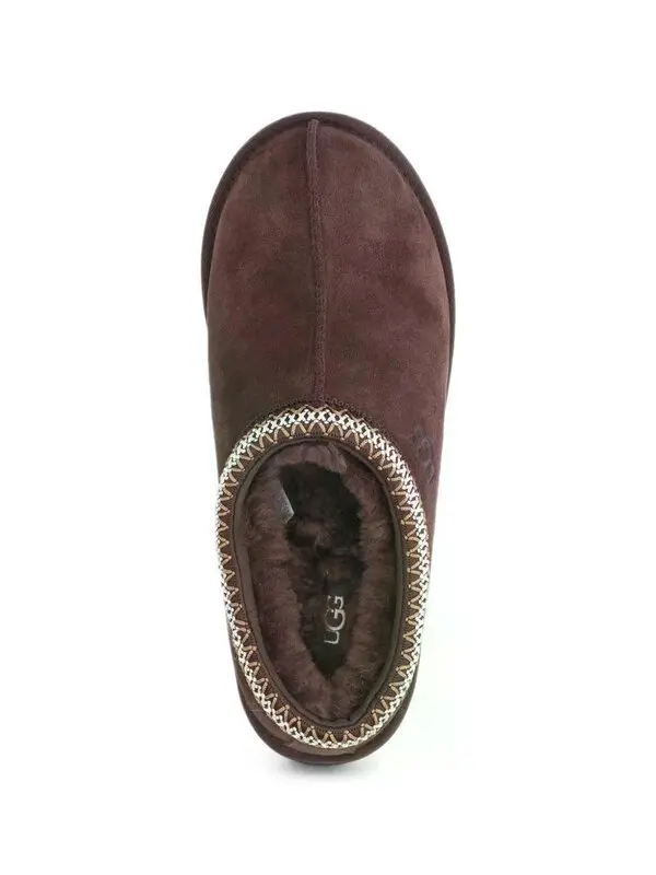UGG Tasman Ii Embroidered-trim Suede Mules - Brown