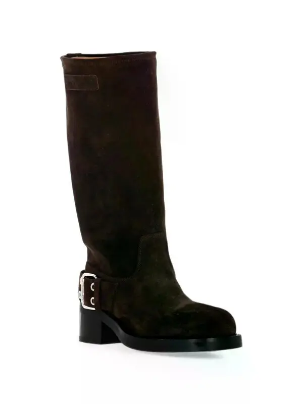 Mach & Mach Buckled Suede Knee-high Boots