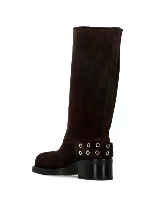 Mach & Mach Buckled Suede Knee-high Boots