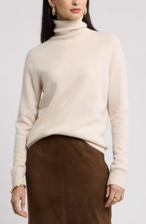 Nordstrom Classic Cashmere Turtleneck Sweater - Beige Beach