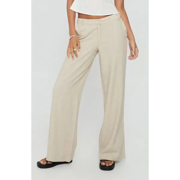 Princess Polly Syrena Low Rise Wide Leg Pants - Natural