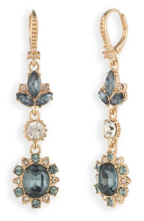 Marchesa Crystal Stone Double Drop Earrings - Blue