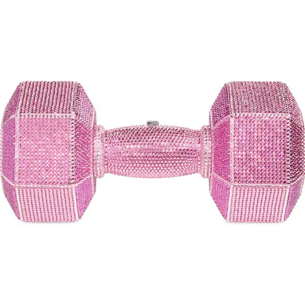 Judith Leiber Dumbbell Crystal Clutch - Silver Rose Multi
