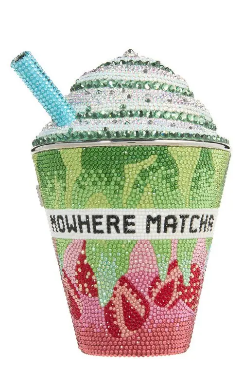 Judith Leiber Frozen Matcha Crystal Clutch - Silver Pink Multi