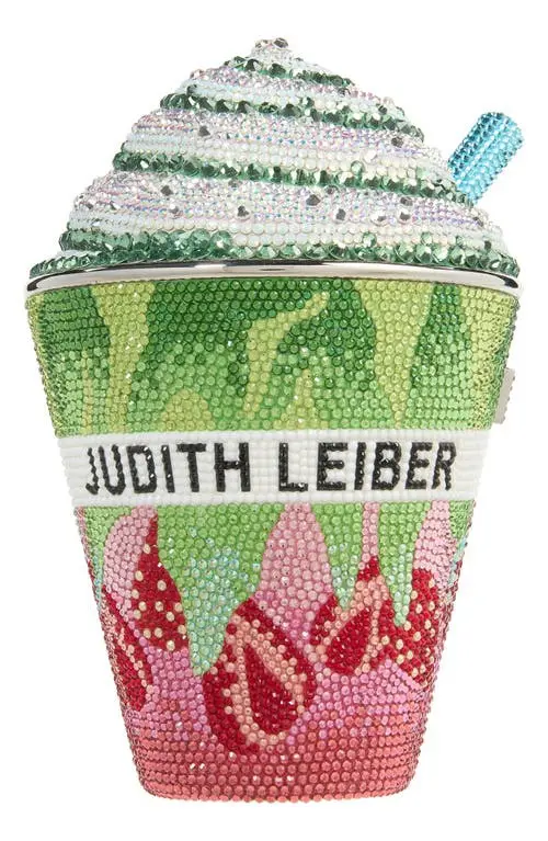 Judith Leiber Frozen Matcha Crystal Clutch - Silver Pink Multi