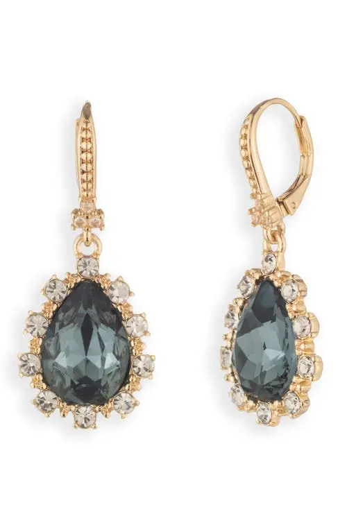 Marchesa Pear Glass Leverback Drop Earrings - Blue