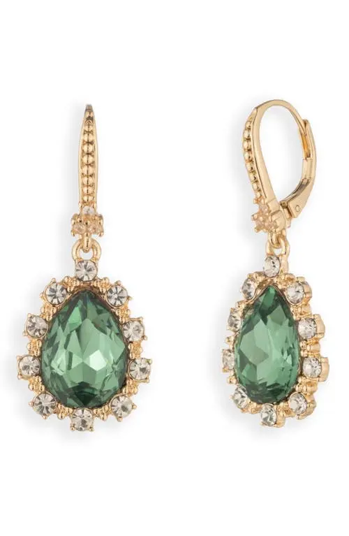 Marchesa Pear Glass Leverback Drop Earrings - Green