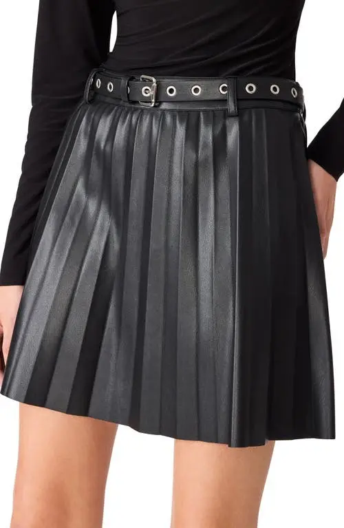 Steve Madden Isha Pleated Faux Leather Miniskirt - Black
