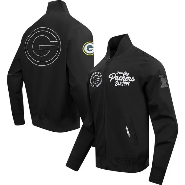 PRO STANDARD Green Bay Packers Paint The City Twill Full-zip Jacket - Black