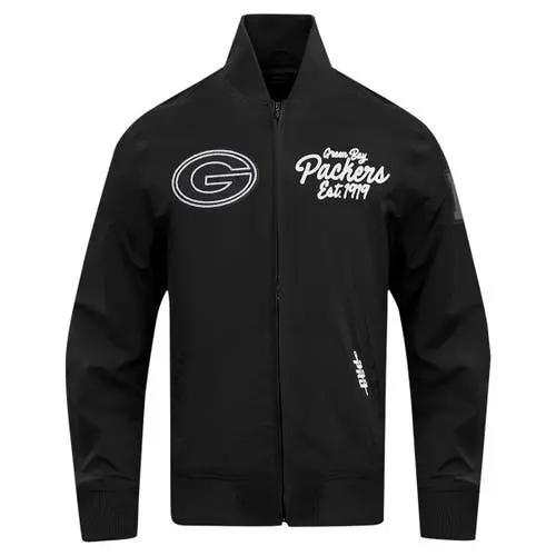 PRO STANDARD Green Bay Packers Paint The City Twill Full-zip Jacket - Black