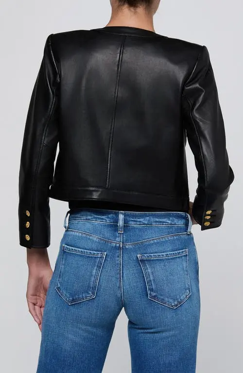 L'Agence Deidra Collarless Leather Jacket